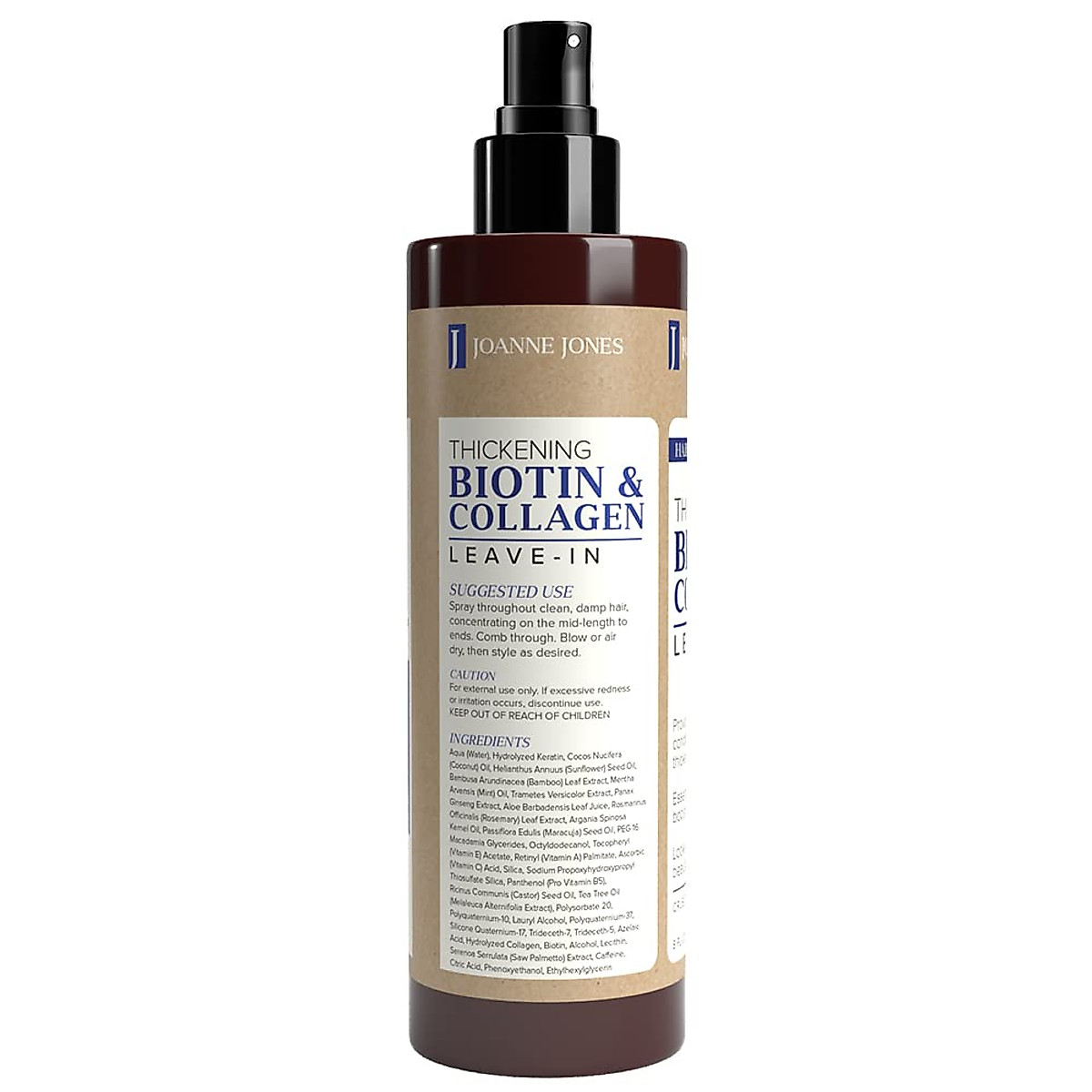 Joanne Jones Thickening Biotin & Collagen Leave-In Conditioner, 8-fl oz Spray Bottle, Boost Moisture and Shine for All Hair Types