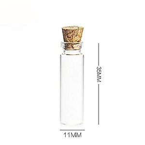 1ML Small Mini Tall Clear Glass Bottles/Jars with Corks Stoppers for Arts & Crafts, Projects, Decoration, Party Favors+ 50 Pcs Gold Metal Eye Hook Pin Screws,50 Pcs