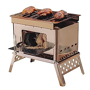 Camp Tent Stove - Portable Wood Burning Camp Heater | Compact Stainless Steel Backpacking Burner, Camping Stove for Tent, Cooking, Fishing, Home Heating Wynott