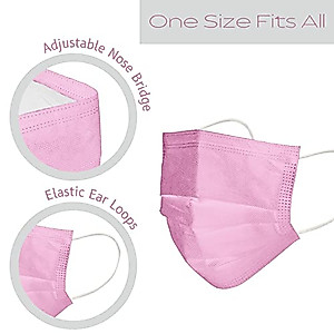BH Supplies 2400 PCs Bulk Face Mask (48 Packs, 50pcs/Pack), Non Woven Thick 3-Layers Breathable Facial Masks with Adjustable Earloop, Mouth and Nose Cover -Pink