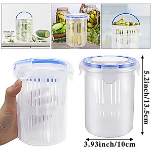 4 Pcs Pickle Container with Strainer,24 oz Pickle Jar with Leak Proof and Lock It Lid,Pickle Holder Keeper Lifter for Olive Jalapeno Juice Food Storage