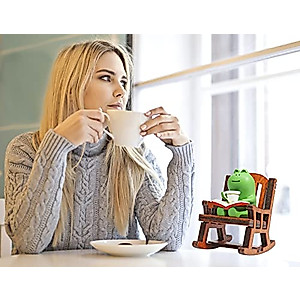 Miniature Frog Figurines Statue Desk Bedroom Decor Gifts Indoor, Cute Frog Figure Collectibles Lovers Home Decorations, Funny Frog Sculpture Desktop Decoration for Plant, Shelf, Table, Garden