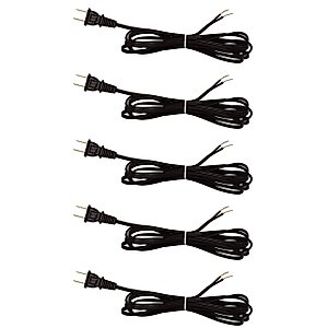 Creative Hobbies Black Lamp Cord, 12 Foot Long, Replacement Lamp Cord Lamp Repair Part, 18/2 SPT-1 Wire, UL Listed (5)