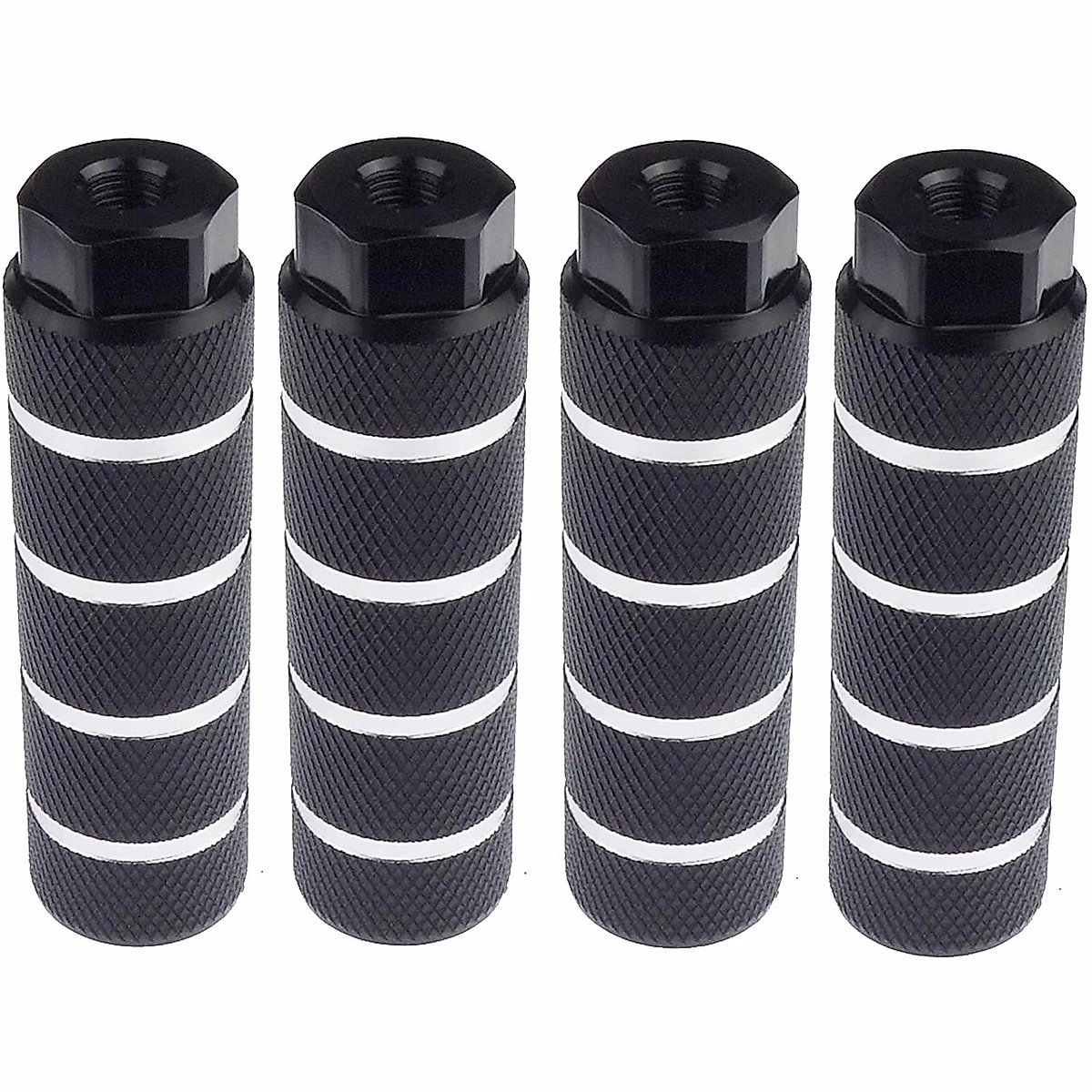 wansha Bike Pegs - High Strength Alloy Foot Pegs for BMX and Bicycle (Striped Black, 2pairs)