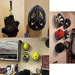 4/PK Helmet Rack Helmet Wall Display Rack Helmet Storage Holder, Wall Mounted Motorbike Helmet Storage Rack Hanger, for Coats, Hats, Caps - No Helmet - with Mounting Hardware