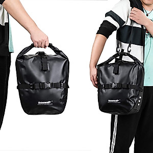 Rhinowalk 20L Bike Bag Waterproof Bicycle Pannier Rear Seat Bag for Cycling Bicycling Traveling Riding, Black