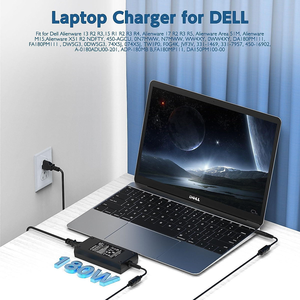 180W AC Adapter Laptop Charger Fit for Dell Alienware 13 15 17 R1 R2 R3 R4;Dell Precision 3510 3520 7520 7530 7510 7710 M2800 M4600 M4700 M4800 M6600 M6300 Power Supply Cord