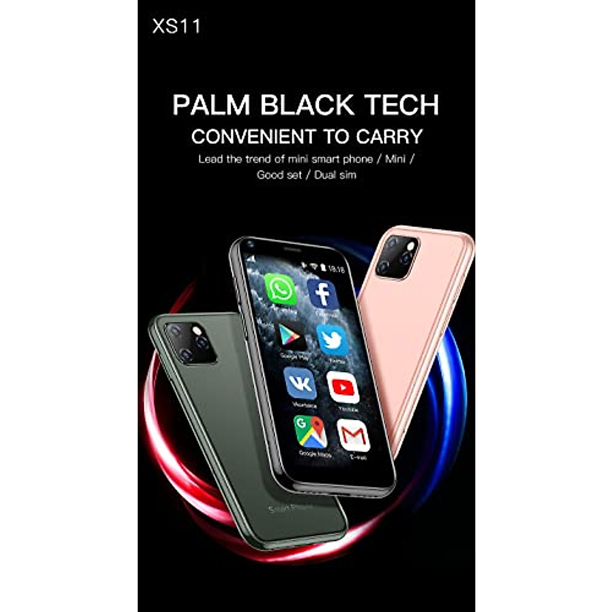 XS11 2.5in Mini Smart Phone, Unlocked Cellphone 6.0 1GB 8GB ROM 2023 New Years Phone Gifts for Kids (Dark Night Green)