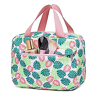BTOOP 2 Pcs Makeup Bag Large Travel Cosmetic Tote Bags Cute Makeup Pouch Toiletry Handle Purse Organizer Set for Women (Turtle back-Pink green)