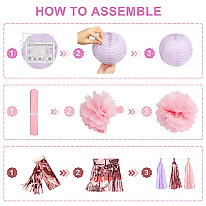 Amandir Purple Birthday Decorations for Women Girl Butterfly Birthday Party Decorations Supplies Pink and Purple Balloons Happy Birthday Circle Dots Banner Butterfly Hanging Swirl Paper Lanterns Pom