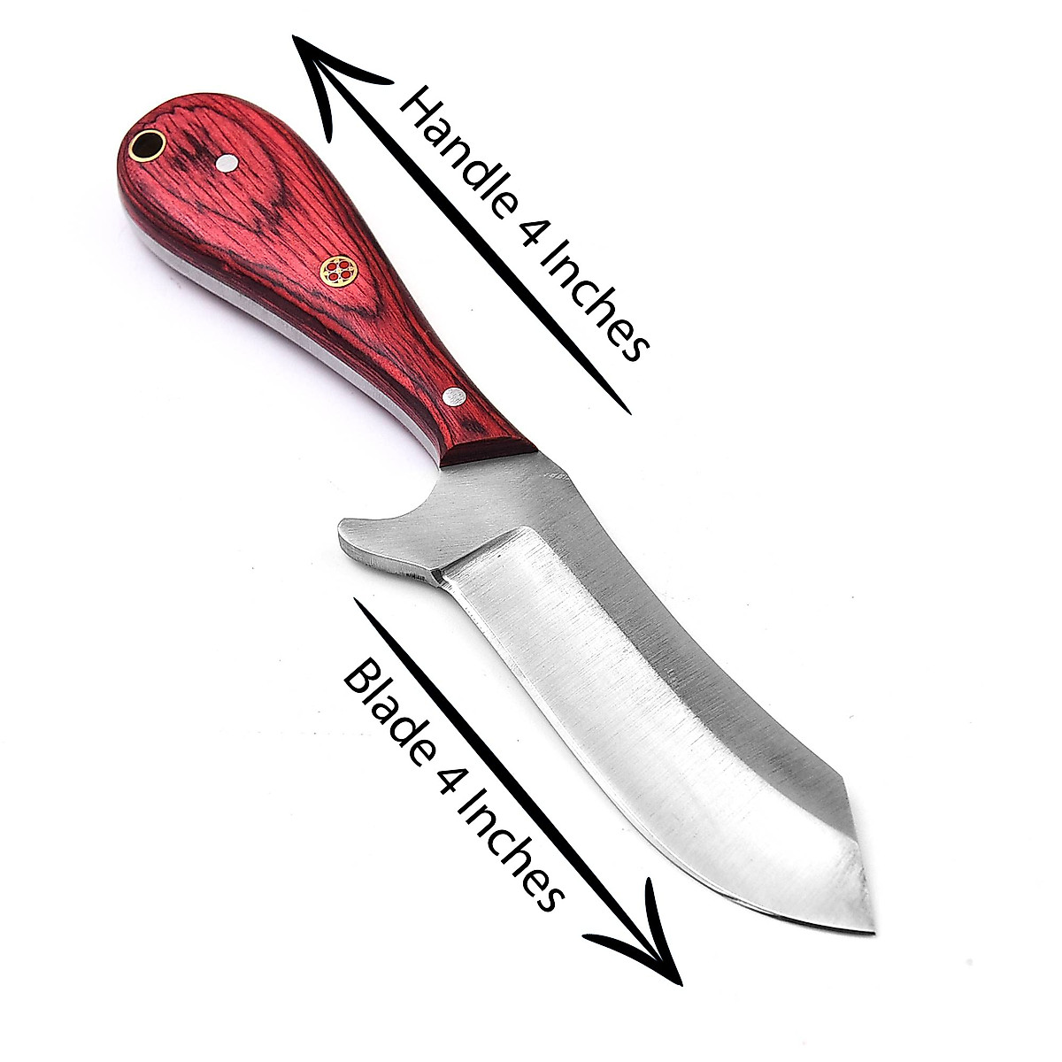 Wolf Craft Handmade 1095 High Crabon Steel Steel Bull Cutter Knife, Fixed Blade Cowboy Knife, Hand Made Hunting Knives EDC bull Cutter CamPing knife Gifts For Men - Red Wood Handle With Leather Sheath (Red wood)