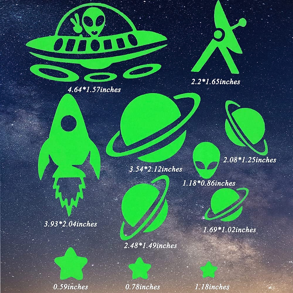 Glow in The Dark Stars, Glowing Stars for Ceiling, Space Galaxy Planets Space Ship Wall Stickers for Kids, Super Bright Stickers for Girls Boys Bedroom or Party Gift (280 pcs)