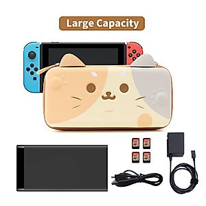 GeekShare Cat Ears Carry Case Compatible with Nintendo Switch OLED - Portable Hardshell Slim Travel Carrying Case fit Switch Console & Game Accessories (Multicolor, Large)
