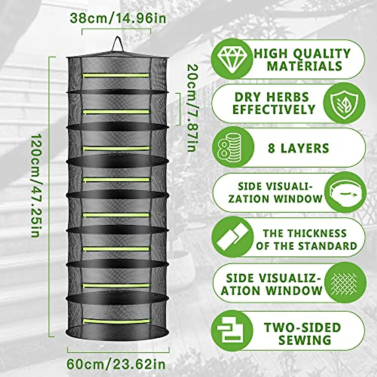 Gransuncy Herb Drying Rack Hanging Mesh Net, Drying Rack Hanging Dryer Dry Net with Pruning Shear for Drying Petal Plants