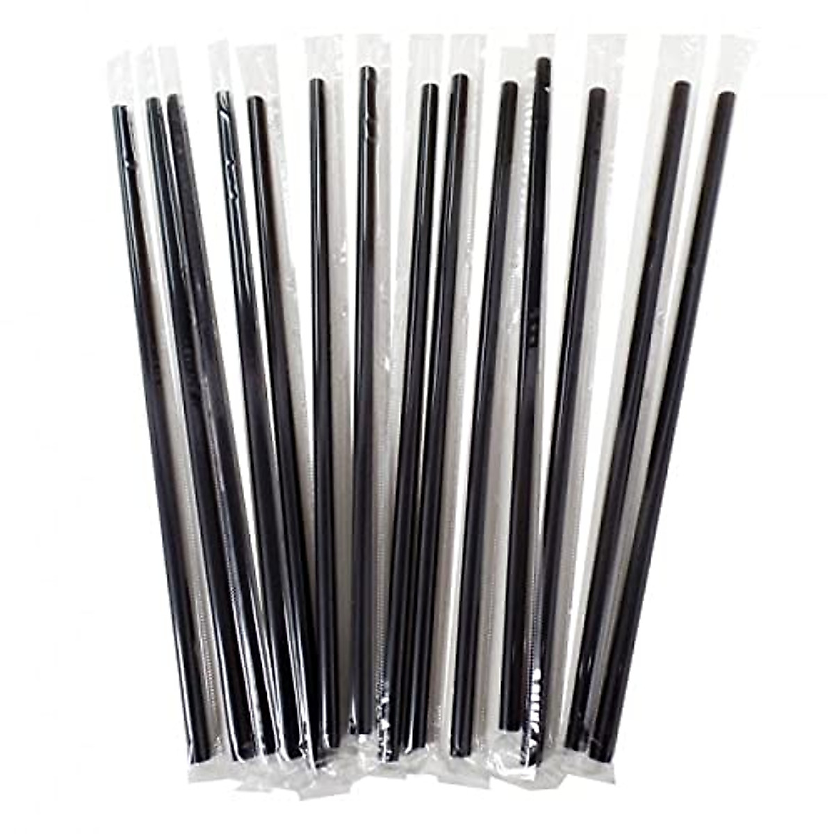 Concession Essentials Jumbo 7.75" Black Wrapped Standard Plastic. Pack of 1000 Count. Black - Wrapped Straws.
