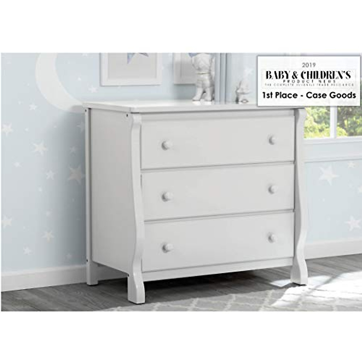 Delta Children Universal 3 Drawer Dresser, Greenguard Gold Certified, White