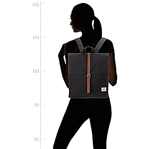 Herschel City Backpack, Black/Tan Synthetic Leather, Mid-Volume 14.0L