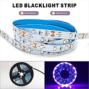 AIMEOKO LED Black Light Strip Kit,32.8ft 600 LEDs 12V Flexible UV Blacklight Fixtures for Indoor Bedroom Decoration,Fluorescent Dance Party,Wedding,Birthday,Halloween,Body Paint,Non-Waterproof