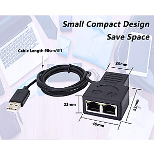 CERRXIAN RJ45 Network Splitter Adapter, RJ45 1 to 2 Female LAN Ethernet Network Splitter 2 Devices Share The Internet at The Same Time for Cat5, Cat5e, Cat6