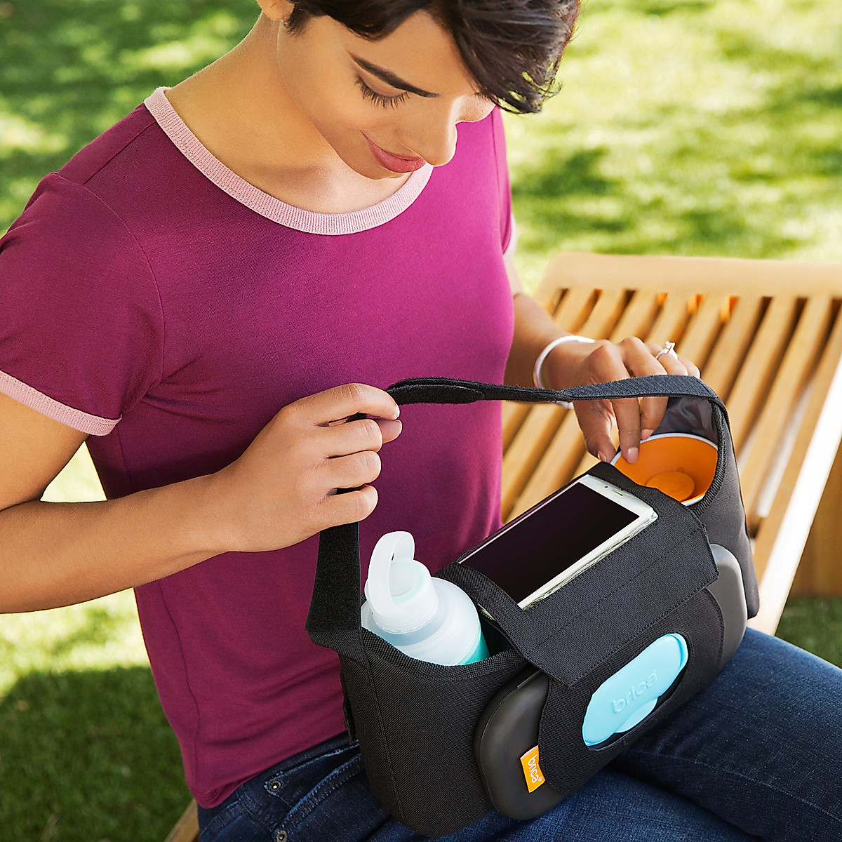 Munchkin Brica Stroller Organizer Plus with Phone Viewer and Wipes Case, Black