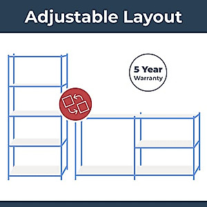 Garage Shelving Units - 71" H x 35" L x 16" W - Heavy Duty Racking - Shelves for Storage -1 Bay - Blue - 5 Tier - 2000LB Capacity (400LB Per Shelf) - Workshop, Shed, Office - 5 Year Warranty