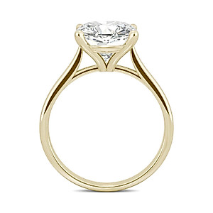 Charles & Colvard Created Moissanite 9mm Cushion Cut Solitaire Ring for Women | 3.3 cttw DEW | Lab Grown | Solid 14K Yellow Gold | Size 7