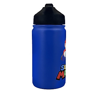 Kids Insulated Stainless Steel Cups Cartoon Reusable Water Bottle Cute Tumbler with Straw Lid Wide Handle Leak Proof Mugs for Boys Girls 12oz