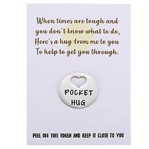When Times are Tough Little Keepsake Pocket Hug Token & Greeting Card for Friends Family, Positivity Cheer Pick Me Up Mental Health Gift, Think of You Missing You Gift