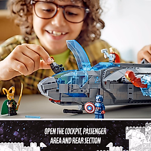 LEGO Marvel The Avengers Quinjet 76248, Spaceship Building Toy Set with Thor, Iron Man, Black Widow, Loki and Captain America Minifigures, Infinity Saga