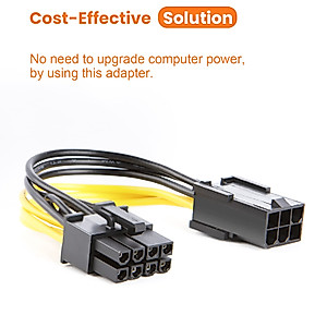 Pcie Cable for CableCreation, 6 Pin Pcie Adapter to 8 Pin Pcie Cable, 2-Pack 6-pin to 8-pin PCIe Express Power Adapter Cable, 4 Inches / 10CM