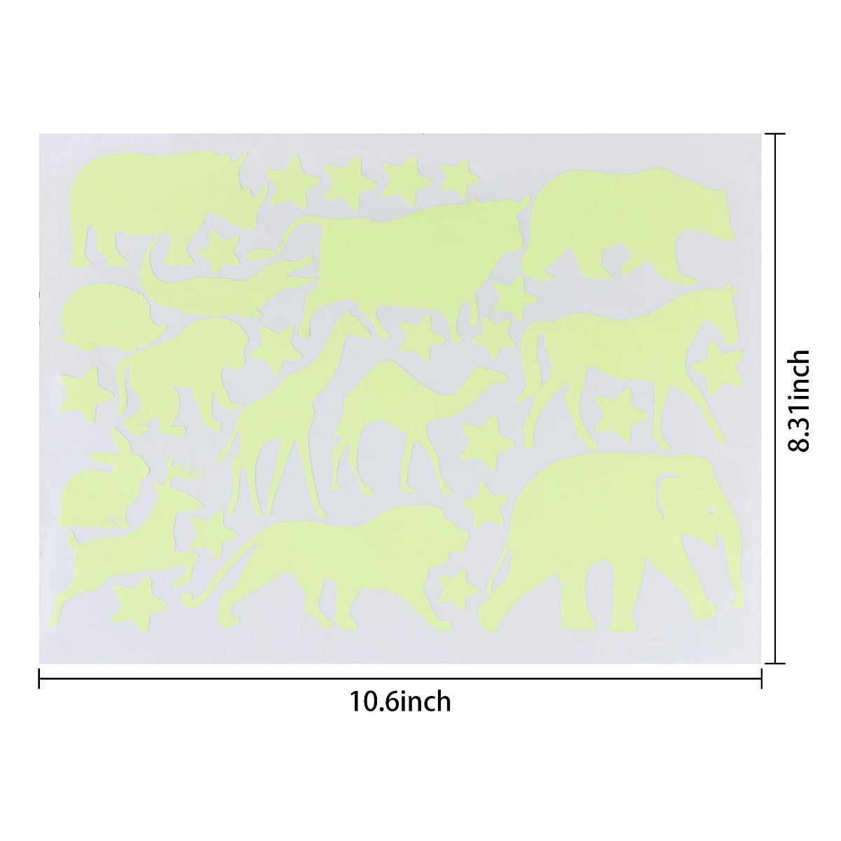 BENBO Animals Glow in Dark Wall Stickers, Cute Animals Jungle Adventure Horse Elephant Giraffe Camel Stars Peel and Wall Decals for Kids Bedroom Nursery Home Wall Mural Decor