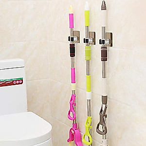 10Pcs Mop Broom Holder Clip, Self Adhesive Wall Mounted Broom Grippers, Great adhesion Anti-Slip Storage Rack for Kitchen, Garden, Garage, Bathroom, Office