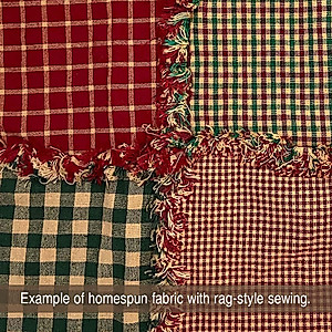Cranberry Christmas 3 Cotton Homespun Plaid Fabric by JCS - Sold by The Yard