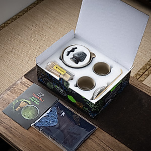 TEANAGOO Matcha Set Matcha Whisk Matcha Bowl with Pouring Spout Scoop Matcha Whisk Holder Tea Making Kit. 1 Japanese Tea Set (7pcs) + 2Cups(7.2oz),S1,Charcoal Grey,Color Box Packing