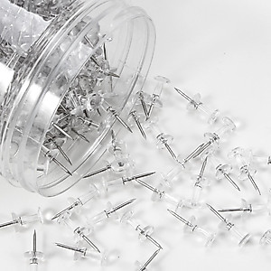 Yalis Push Pins 600 Count, Standard Clear Thumb Tacks Steel Point and Clear Plastic Head