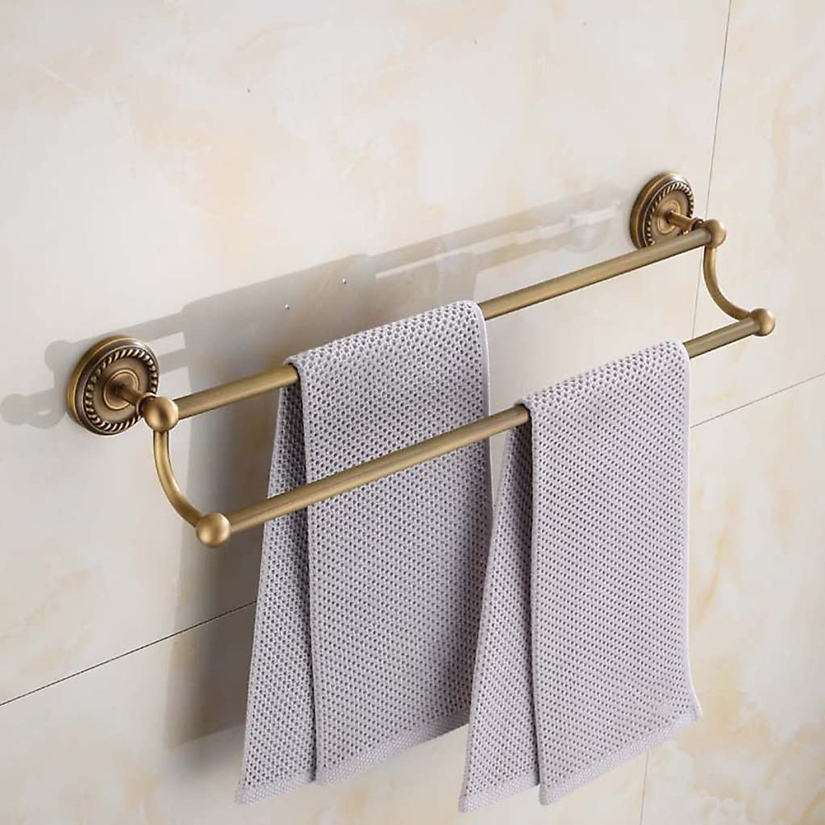 Bath Towel Bar European Style Antique Brass Antique Double Towel Rack, Bathroom Bathroom Towel Rail Towel Holder