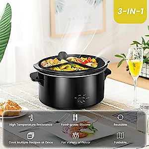 Silicone Crockpot Liner Fit for Crockpot 6 Quart, 3 In 1 Silicone Crock Pot Liner BPA Free Reusable Leakproof Dishwasher Safe, Silicone Slow Cooker Liner Kitchen Cooking Accessories(Black)