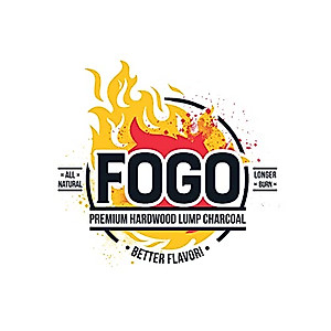 FOGO Super Premium Hardwood Lump Charcoal, Natural, Large Sized Lump Charcoal for Grilling and Smoking, Restaurant Quality, 17.6 Pound Bag, 2-Pack