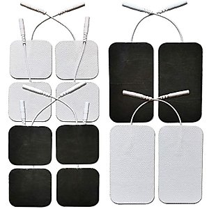 TENS Unit Replacement Pads - Compatible with AUVON and TENS 7000 Unit - Durable Self-Adhesive Electrodes Pads Combo 12 Pcs 2"X 2" and 2"X 4", Latex-Free for Lower Back and Multiple Pain Relief