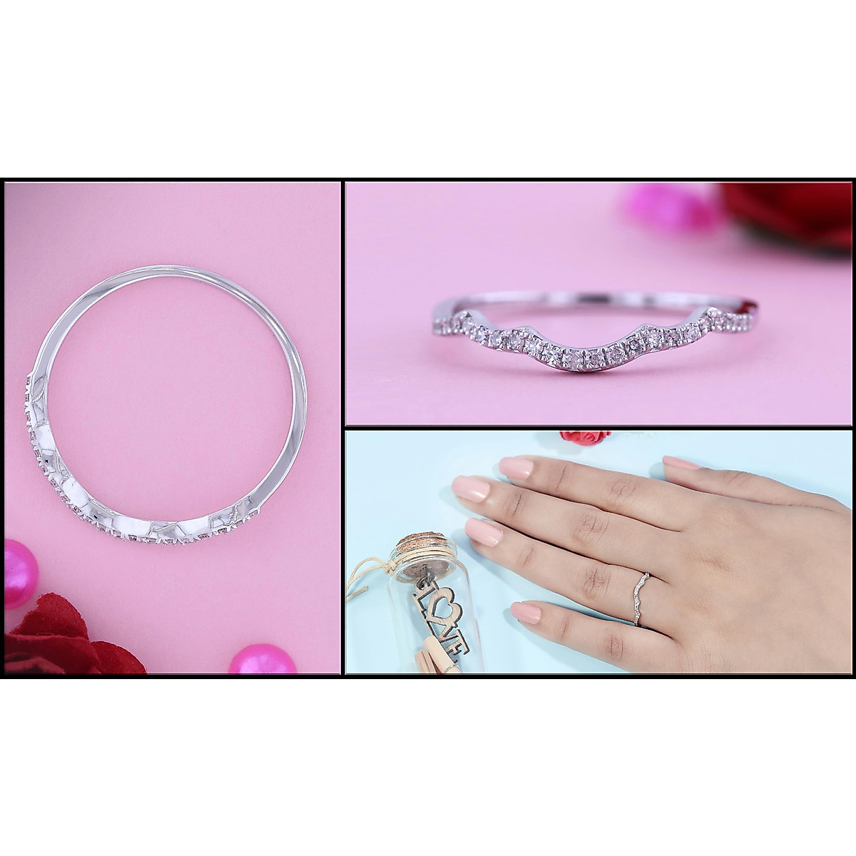 Dazzlingrock Collection Round White Diamond Contour Wedding Band for Women (0.12 ctw. Color I-J, Clarity I2-I3) in 10K White Gold Size 6