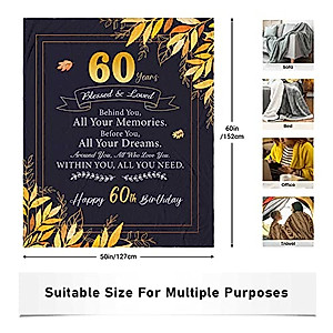 60th Birthday Gifts for Women Men, 60 Year Old Birthday Gift for Mom Dad, Happy 60th Birthday Decorations for Woman Man, 60th Birthday Gift Ideas, 1963 Birthday Gifts Throw Blanket 60 x 50 inch