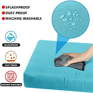 SUSIE'S GARDEN 6p Outdoor Cushion Slipcovers Outdoor Patio Cushions Covers Replacement Waterproof with Zipper for 5-Seat Outdoor Rattan Sofa Patio Furniture Cushion Covers Teal Blue, Covers Only