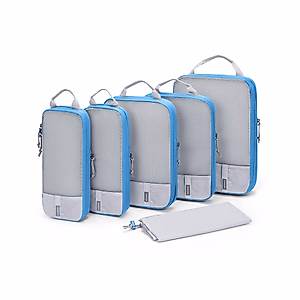 BAGSMART 6 Set Compression Packing Cubes for Travel, Lightweight Vacation Travel Essentials, Travel Accessories for Suitcase Organizer Bags Set, Durable Luggage Organizer Travel Bags