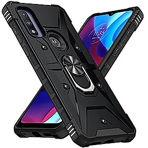 Vecomelo for Moto G Play 2023 Case with HD Screen Protector, [Military Grade] 16ft. Drop Tested Cover with Magnetic Kickstand Car Mount Protective Case for Motorola G Play 2023, Black