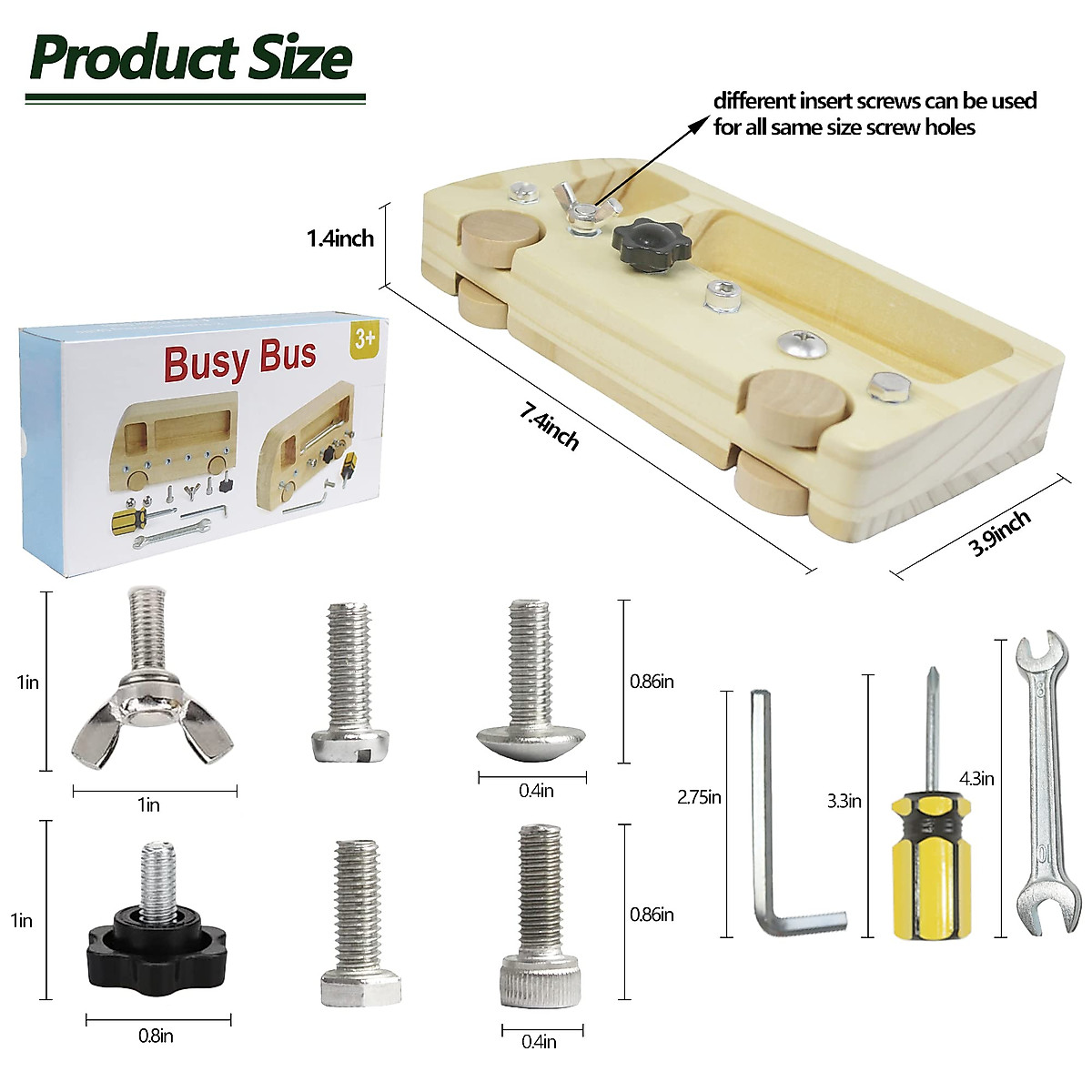 Dageely Montessori Wooden Screw Driver Board Set for Kids, Basic Life Skills Educational Learning Toy for 3 4 5 Year Old Kids and Toddlers Preschool, Classroom Wooden Sensory Toys