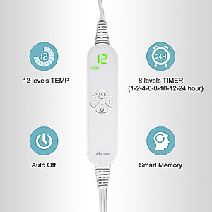 Full Weighted Heating Pad for Pain Relief, Hot Heat Pad for Back and Shoulders Pain Relief, 2.2lb Electric Heating Pad with 8 Timer Settings & 12 Heat Settings | Auto Shut Off, 12 x 24, Washable