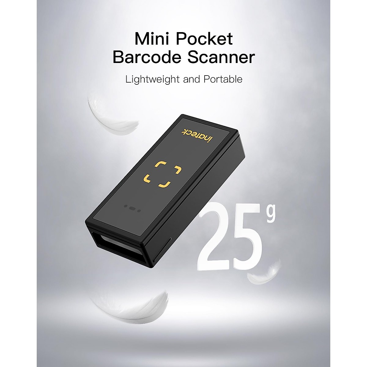 Inateck Barcode Scanner Bluetooth, 1D 2D QR Code Scanner Kabellos 2.4GHz, Portable Wireless Barcode-Scanner Laser, Mini Handscanner with APP and SDK, BCST-46