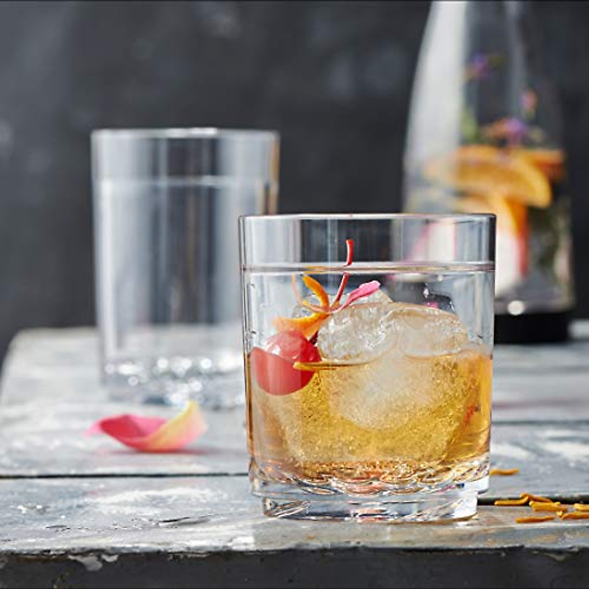 Drinique Unbreakable Elite Rocks Whiskey Glass (Set of 4) 10oz Old Fashion Whiskey Glasses - Stackable, Shatterproof, Dishwasher Safe - Clear