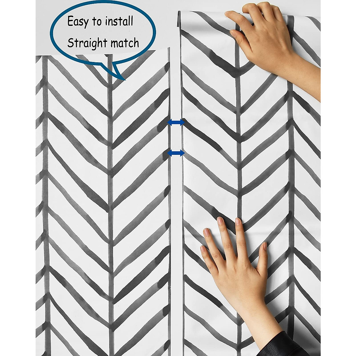 Naphite Black and White Wallpaper Peel and Stick Wallpaper for Bedroom Bathroom Self Adhesive Removable Wallpaper Boho Contact Paper for Cabinets Modern Stripe Wallpaper Vinyl Waterproof 17.7”×118”