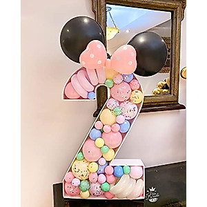 Mosaic Balloon Frame Marquee Light Up Numbers 2 Pre-Cut Large Foam Board Sign Cut-out for Boy Girl Birthday Backdrop Anniversary Decoration